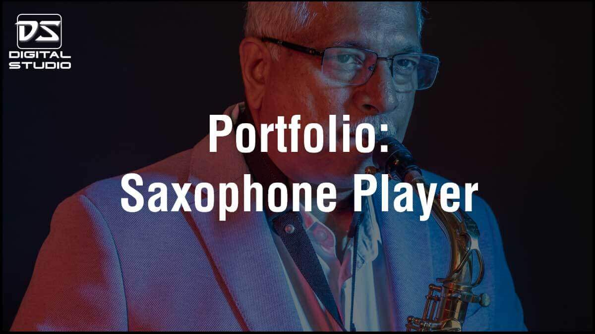 Saxophone player professional photo-shoot in-studio